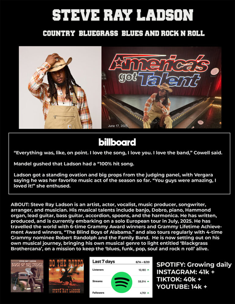 Steve Ray Ladson One Page for booking agents